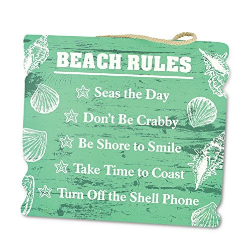 KOVOT Wooden Style "Beach Rules" Beach Sign, Green - Walmart.com