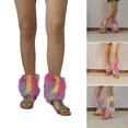 1 Pair Women Vintage WarmFur--Colorful Leg Warmer Fuzzy Leg Cover Boot ...