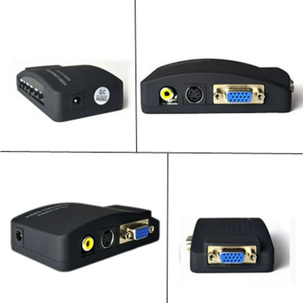 AV RCA Composite S-video Input to VGA Output Monitor Converter Adapter ...