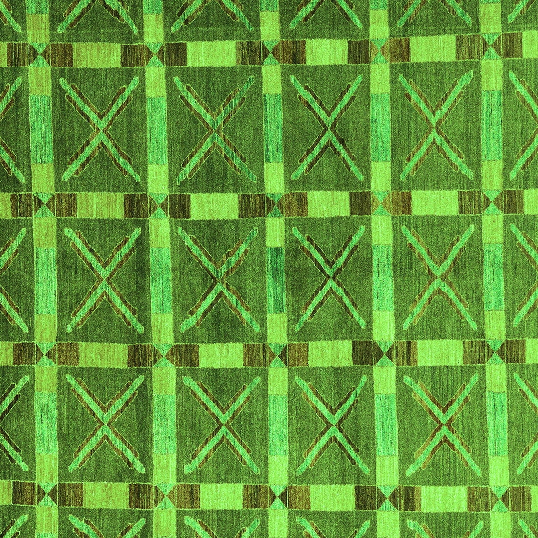 Ahgly Company Indoor Square Oriental Green Modern Area Rugs, 6' Square ...