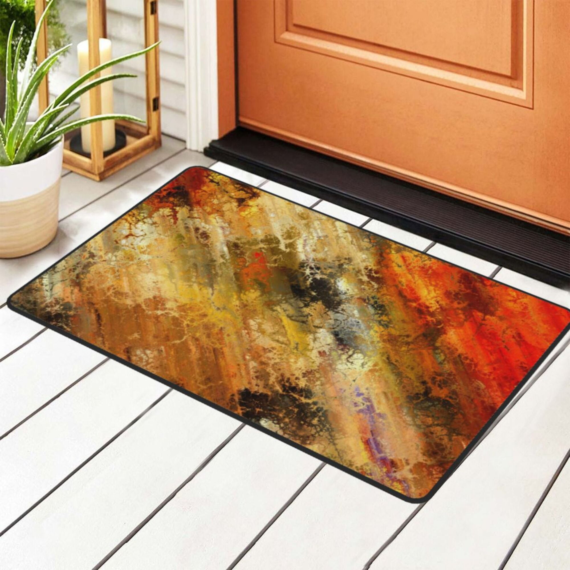 Boho Abstract Colour Rugs Doormat, Non-Slip Machine Washable Carpets ...
