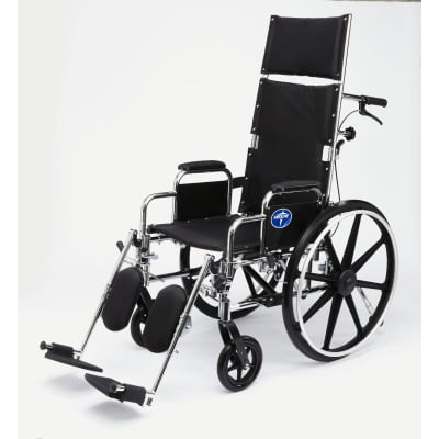 Medline Excel Reclining Wheelchair, 22" Wide Seat, Desk-Length ...