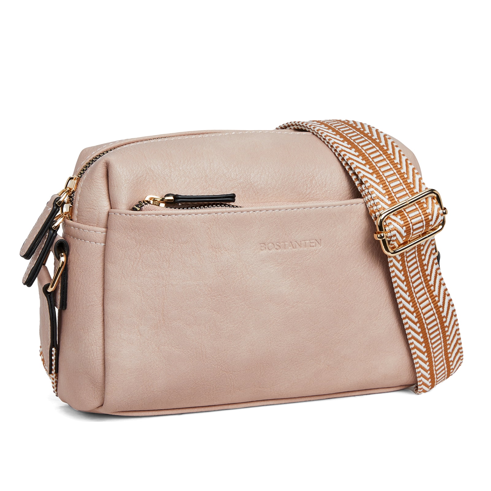 BOSTANTEN Small Crossbody Purse for Women Triple Zip Leather Handbag ...