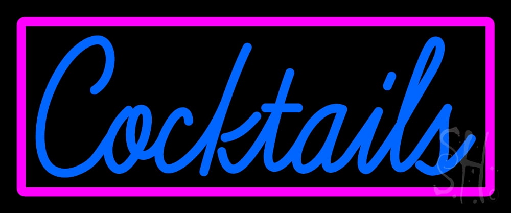 Cursive Cocktail Bar LED Neon Sign 6 x 15 - inches, Clear Edge Cut ...