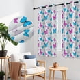 Butterfly and Blue Pink Pattern Blackout Curtains,Triple Weaved Fabric ...