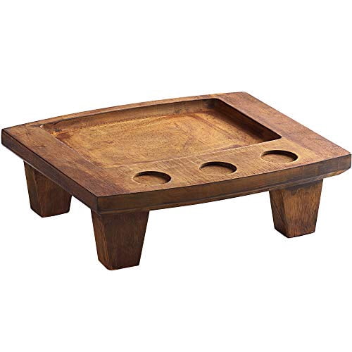 Rubber-Wood Display Stand, Stand with Rustic Chestnut Finish and Sauce ...