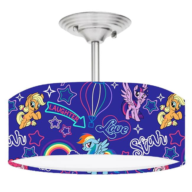 888 Cool Fans DR-0001062 MLP My Little Pony 2-Light Brushed Nickel Drum ...