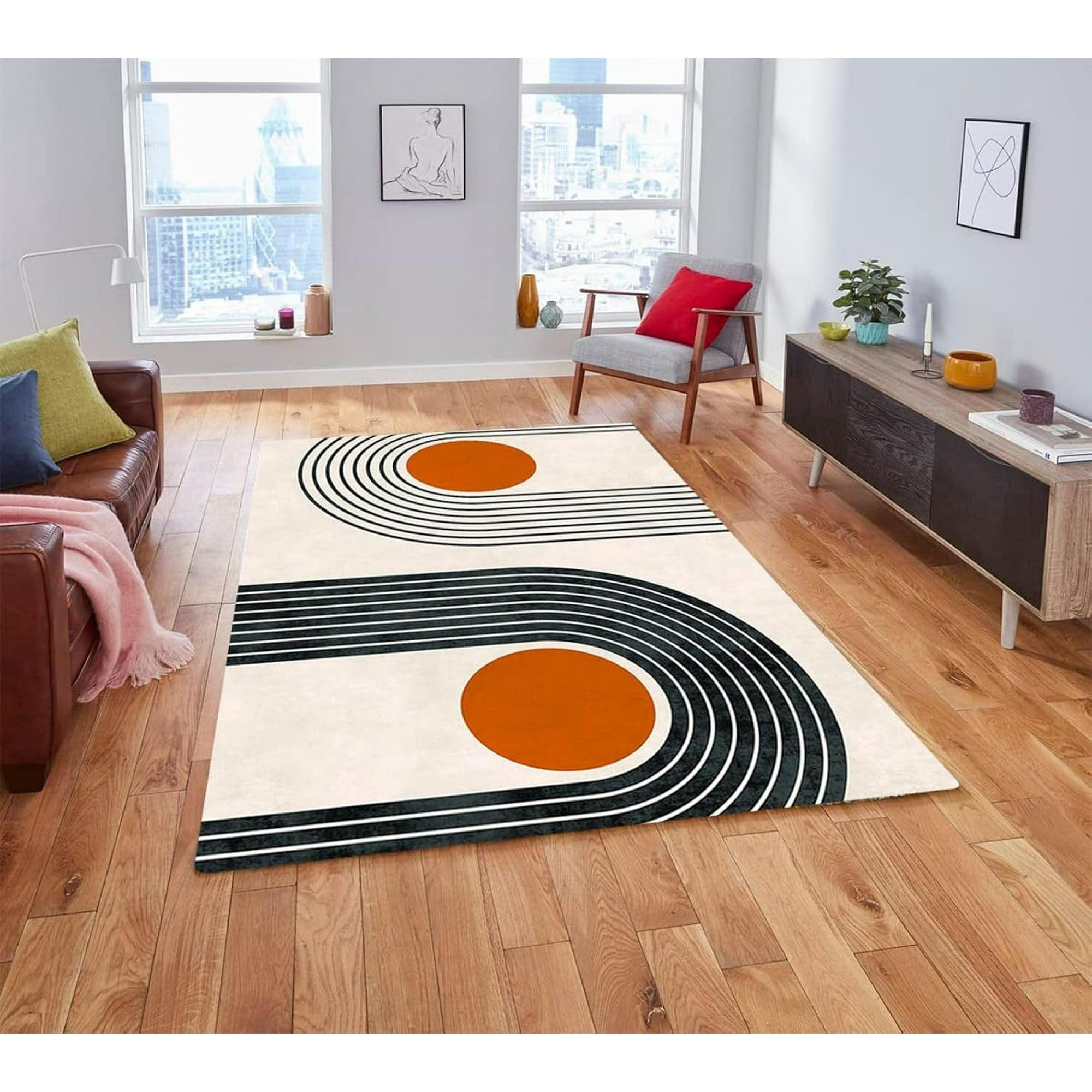 Click here for Rughome Mid-Century Modern Area Rug  Minimalist Li... prices