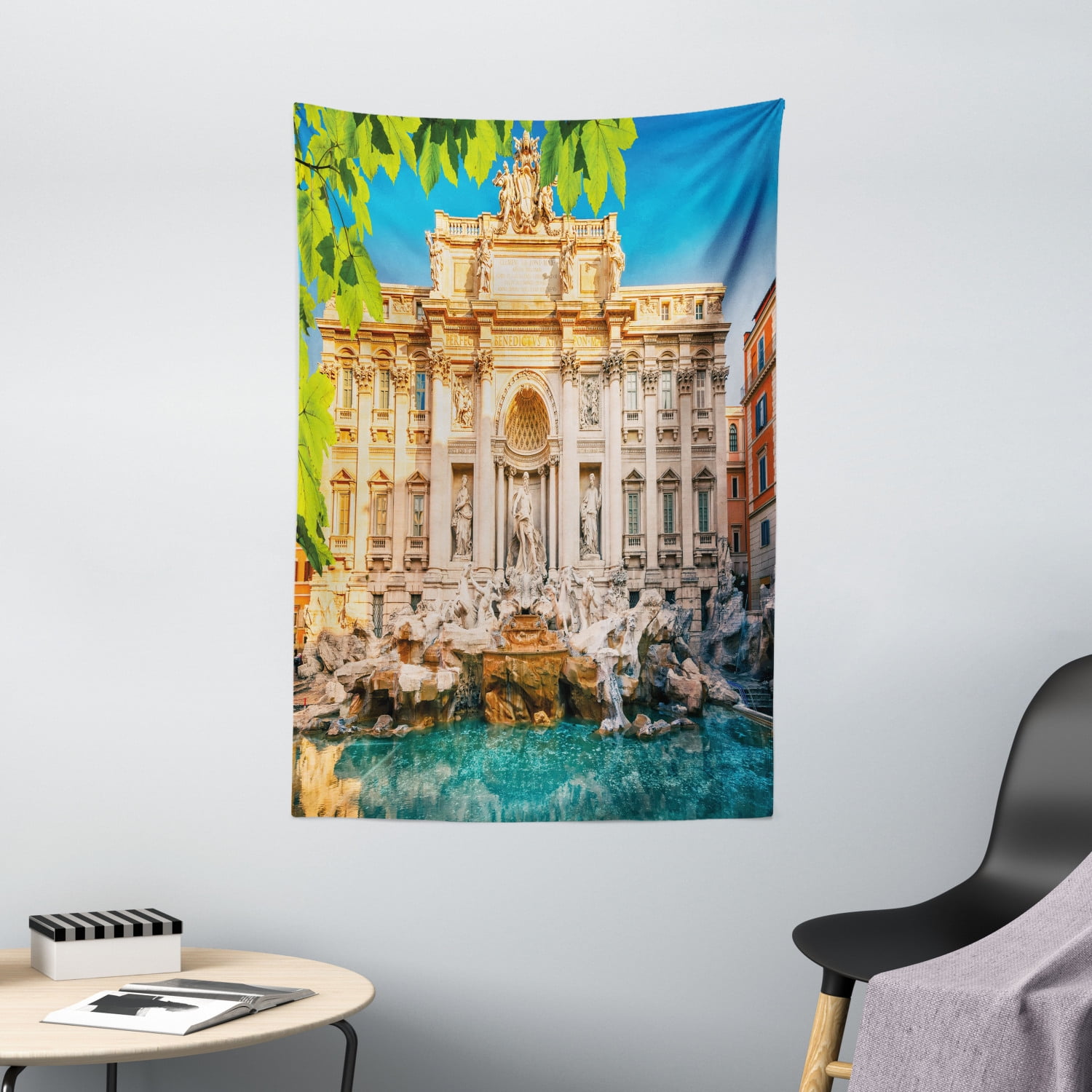 Italy Tapestry, Fountain Di Trevi Famous Travel Destination Tourist ...