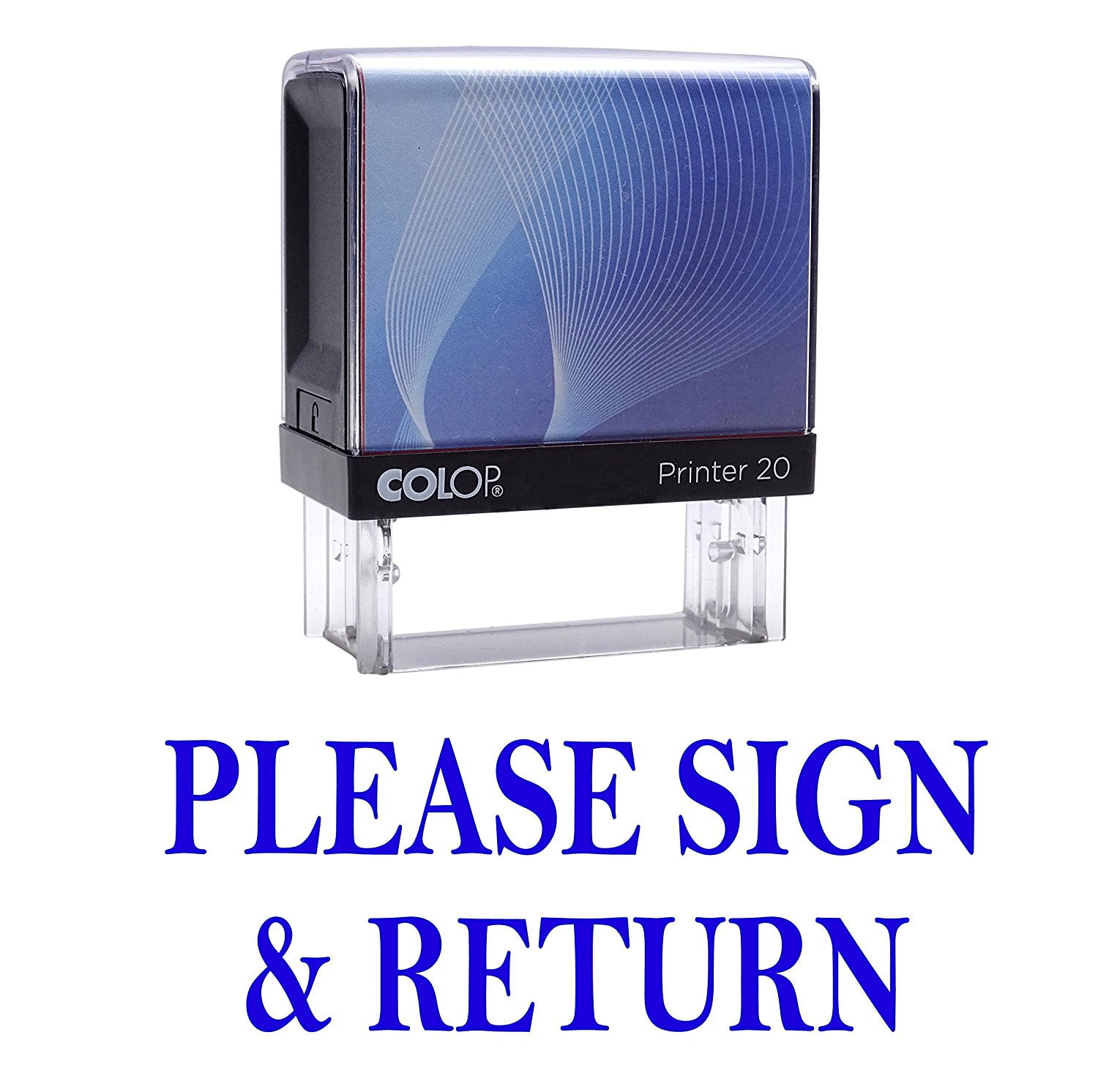 PLEASE SIGN & RETURN Self Inking Rubber Stamp Blue Ink Office Stamp ...