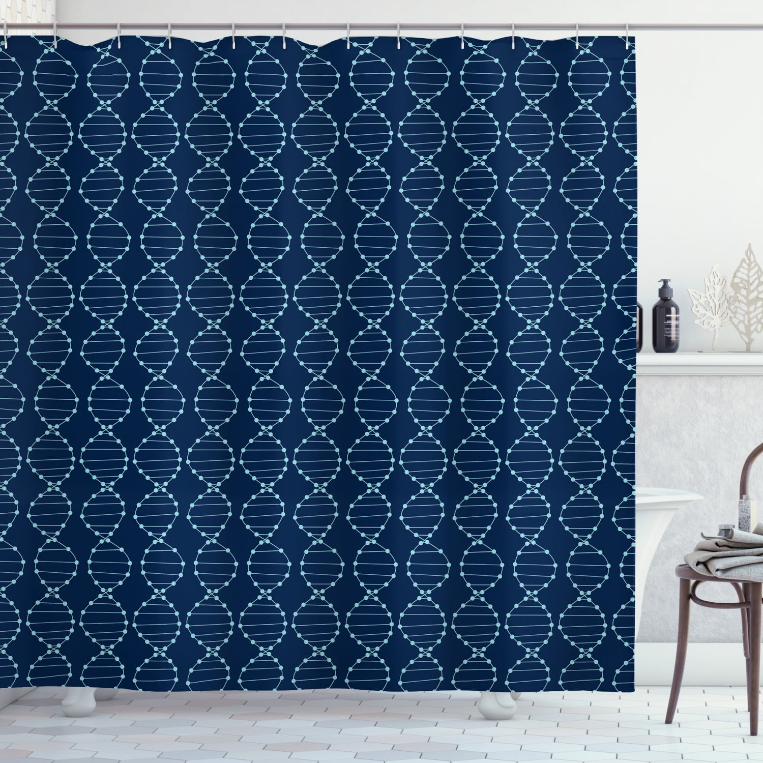 Ambesonne Science Shower Curtain, Chromosome Helix DNA, 69"Wx70"L, Navy ...