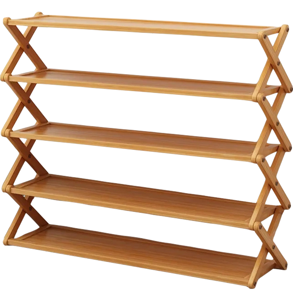 Foldable Shoe Rack 5 Tiers Bamboo Shoe Shelf Shoe Organizer for ...