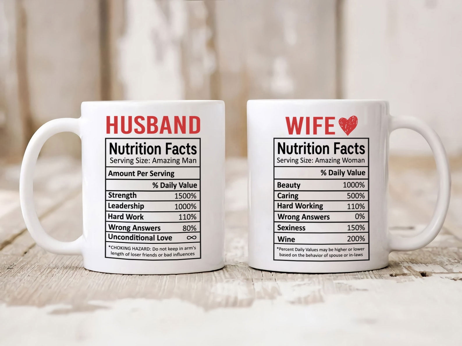 Familyloveshop LLC Husband And Wife Nutrition Facts Mug, Ceramic Coffee ...