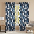 Blue Patchwork Sheer Curtains 72 Inch Long 2 Panels, Snowflake Blue ...