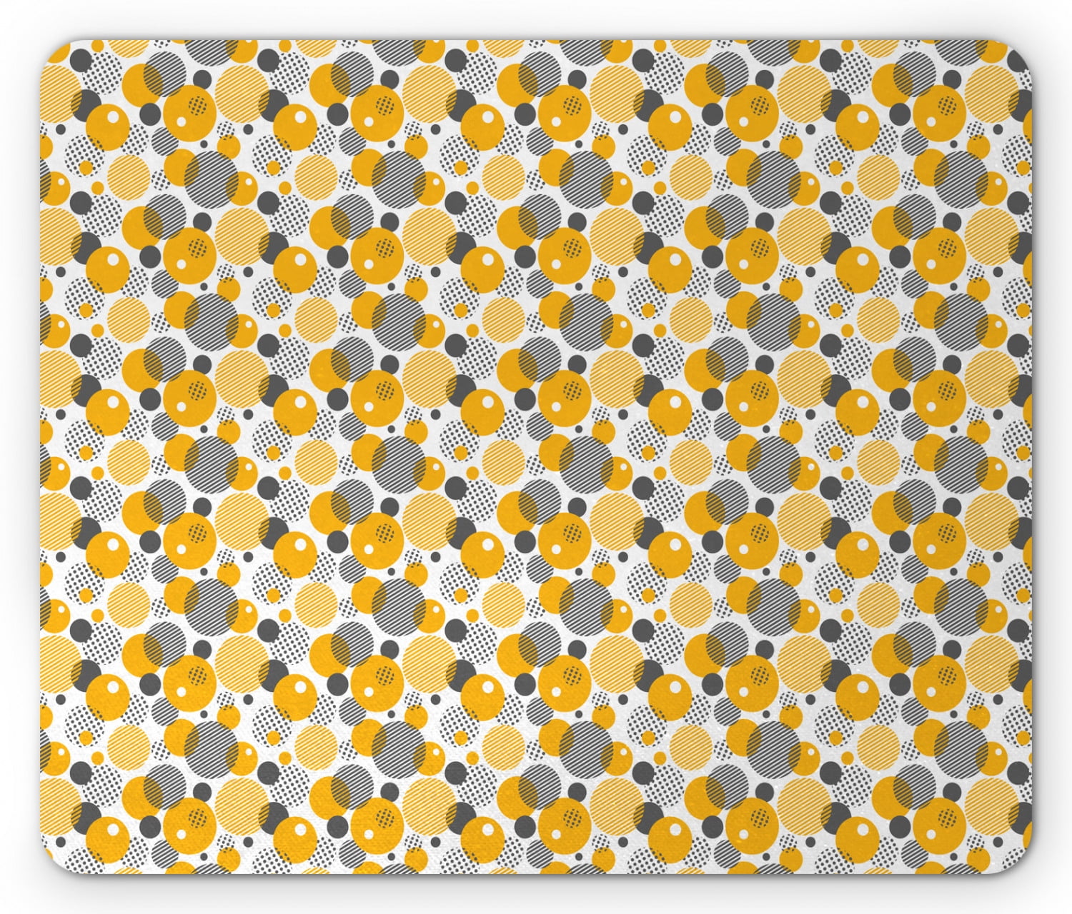 Grey Yellow Mouse Pad, Modern Contemporary Geometric Circles Graphic in ...