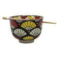Colorful Oriental Fans Ramen Noodles Soup 5"D Bowl With Chopsticks Set ...