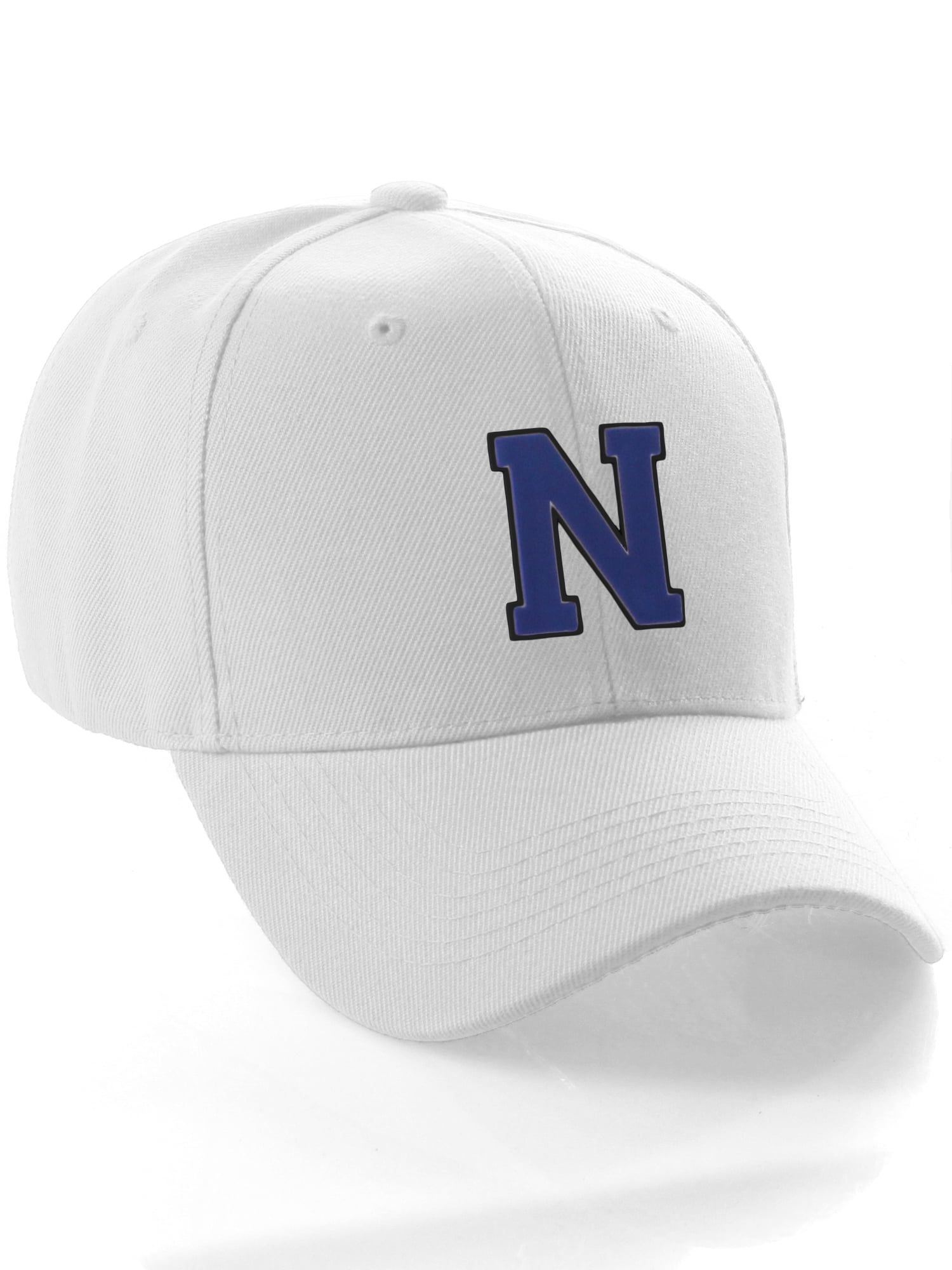 Classic Baseball Hat Custom A to Z Initial Team Letter, White Cap Black ...