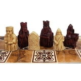 Antique White Red Mini Isle of Lewis Chess Set With 17" Burlwood Color ...