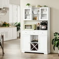 Homfa Wide 3 Drawer Kitchen Pantry, Glass Door, Freestanding Storage ...