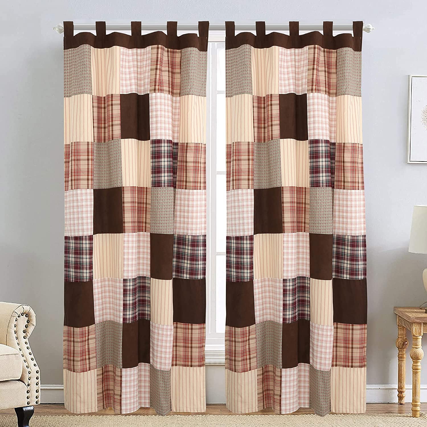 Cozy Line Heidi Chocolate Brown Plaid Grid Striped Real Patchwork ...