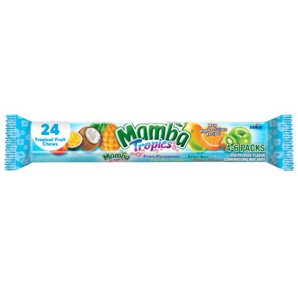 Mamba Tropics Fruit Chews Chewy Candy, 3.73 oz (24 Piece Stick Pack ...
