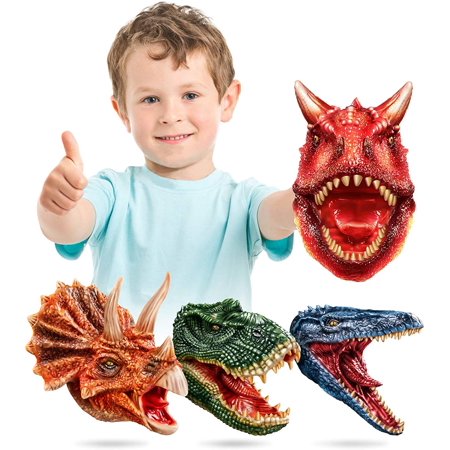 HTCM Dinosaur Hand Puppet, Latex Dino Puppets Dinosaur Head Gloves ...