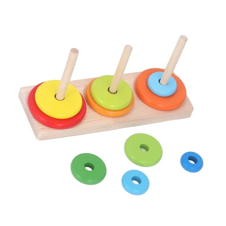 Stacking Tower Toy, Wooden Stacking Rings Balancing Development Safe ...