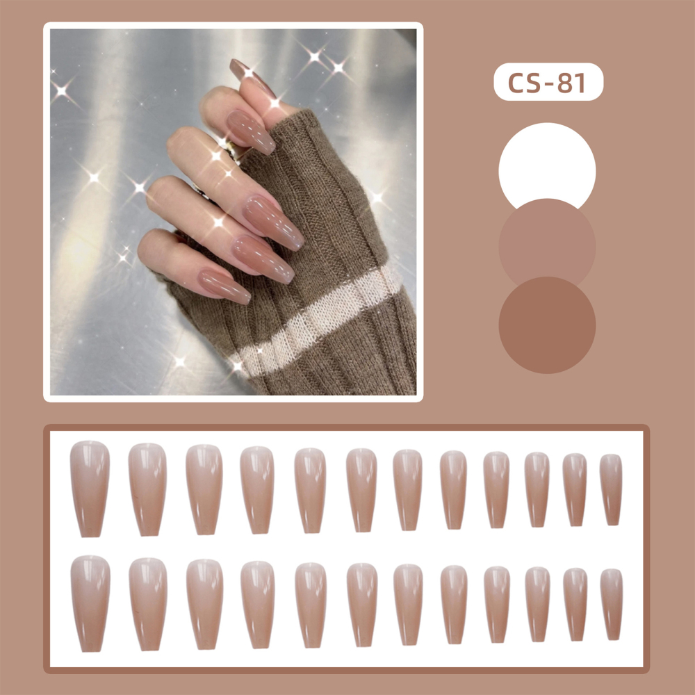 Cream Tea Long Fairy Ballet Fake Nails Long Lasting Safe Material ...