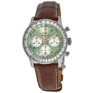 Breitling Navitimer B01 Chronograph 43 Green Dial Leather Strap Men's ...