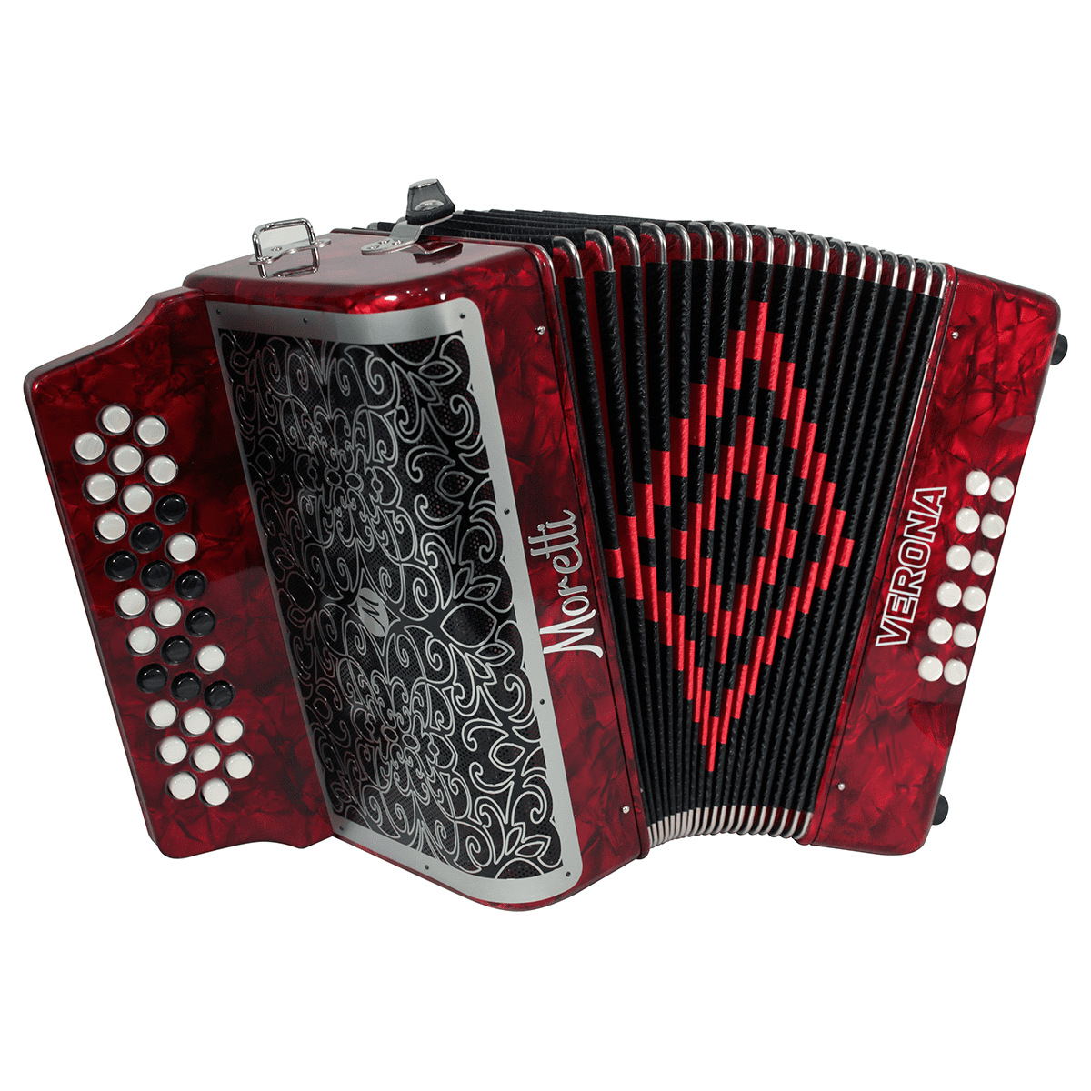 Acordeón de botones Moretti Verona rojo tono Fa con estuche | Walmart ...