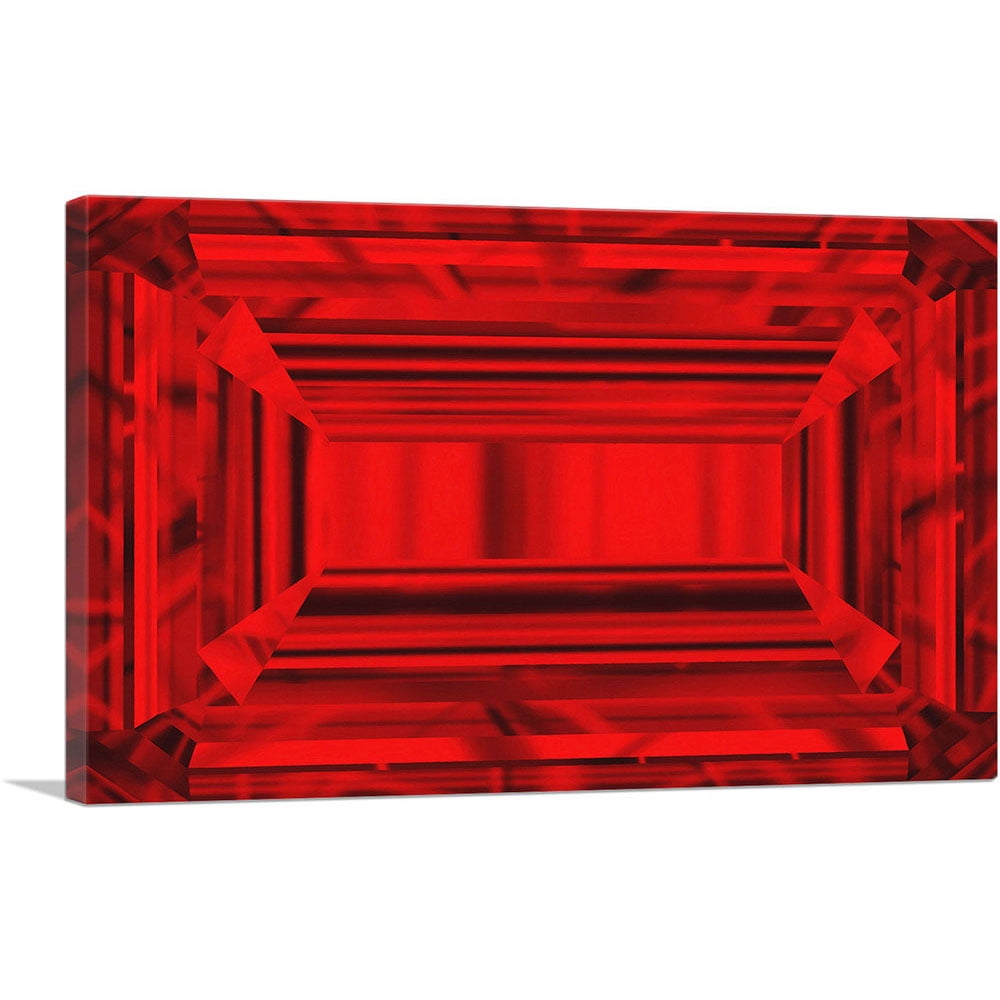 ARTCANVAS Ruby Red Emerald Cut Diamond Jewel Canvas Art Print - Size ...