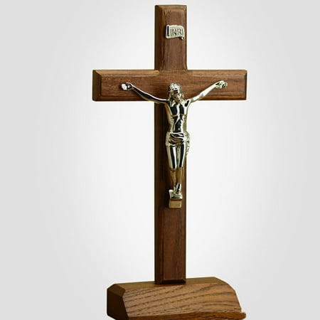 Standing Wood Crucifix. Christ on the Cross . 18 cms Free Standing Wood ...