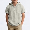 Childrens Hooded Short Sleeve Cotton Linen Button Shirt – Waffle ...
