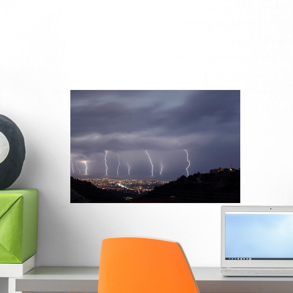 Lightning Taken over Paphos Wall Mural by Wallmonkeys Peel and Stick ...