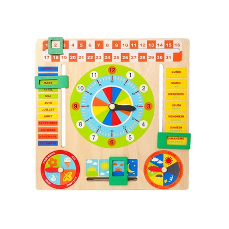 Houkiper Baby Wooden Calendar Toy Weather Season Time Cognitive Puzzle ...