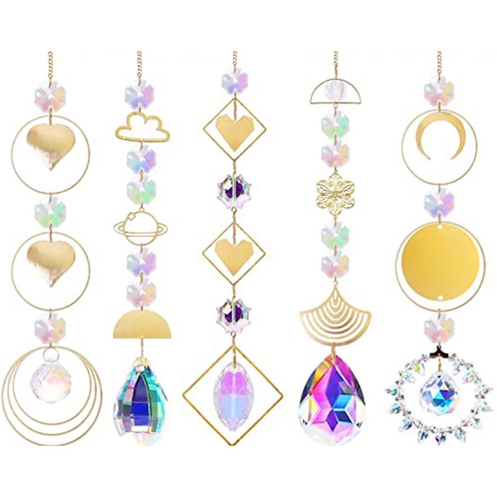 5 Pack Crystal Sun Catcher Hanging Window Crystal Ball for Window Home ...