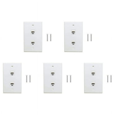 2-Pack 1-Port Ethernet Wall Plate, Plate with RJ45 Female to Female ...