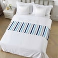Bed Runner Navy Blue Stripes Bedding Scarves Soft Decorative Bed Flag ...