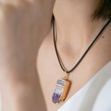 Ayana Wellness Amethyst Geode Pendant Necklace, Gold-Plated, Adjustable Vegan Cord, Healing ...