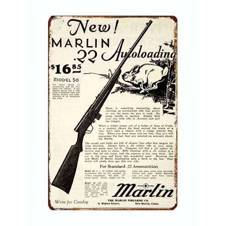 1931 Marlin .22 Hunting Rifle firearm metal tin sign vintage style ...