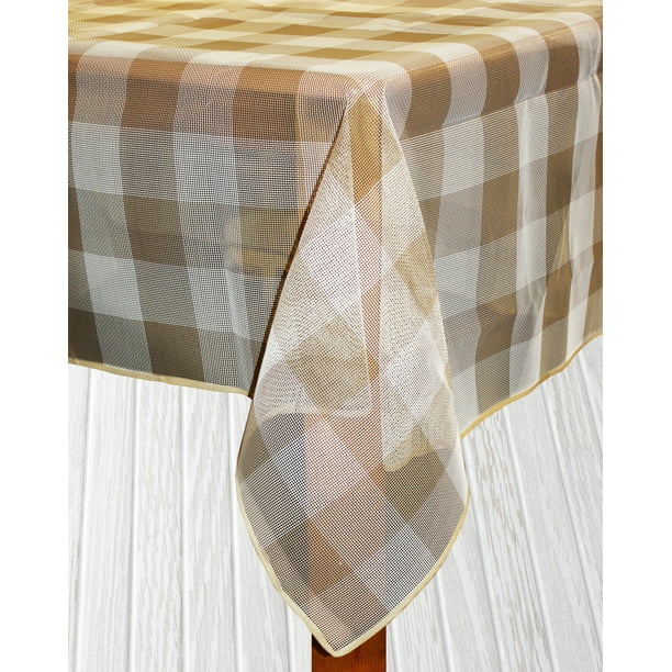 Lintex Linens Bistro Check Indoor/Outdoor Table Cloth, Sand - Walmart ...