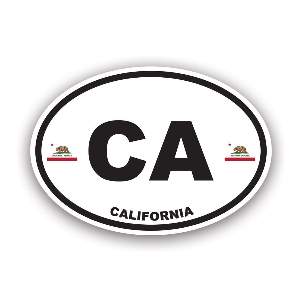 California Flag Oval Sticker Decal - Self Adhesive Vinyl - Weatherproof - Made in USA - ca euro ...