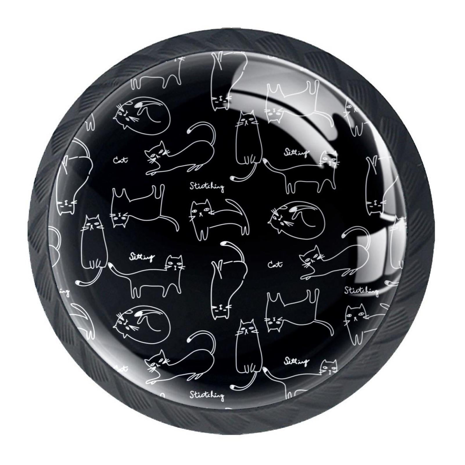 4 Pcs White Outline Cat Knobs for Kitchen Cabinet Cupboard Dresser Bookcase Drawer Pulls Handles ...