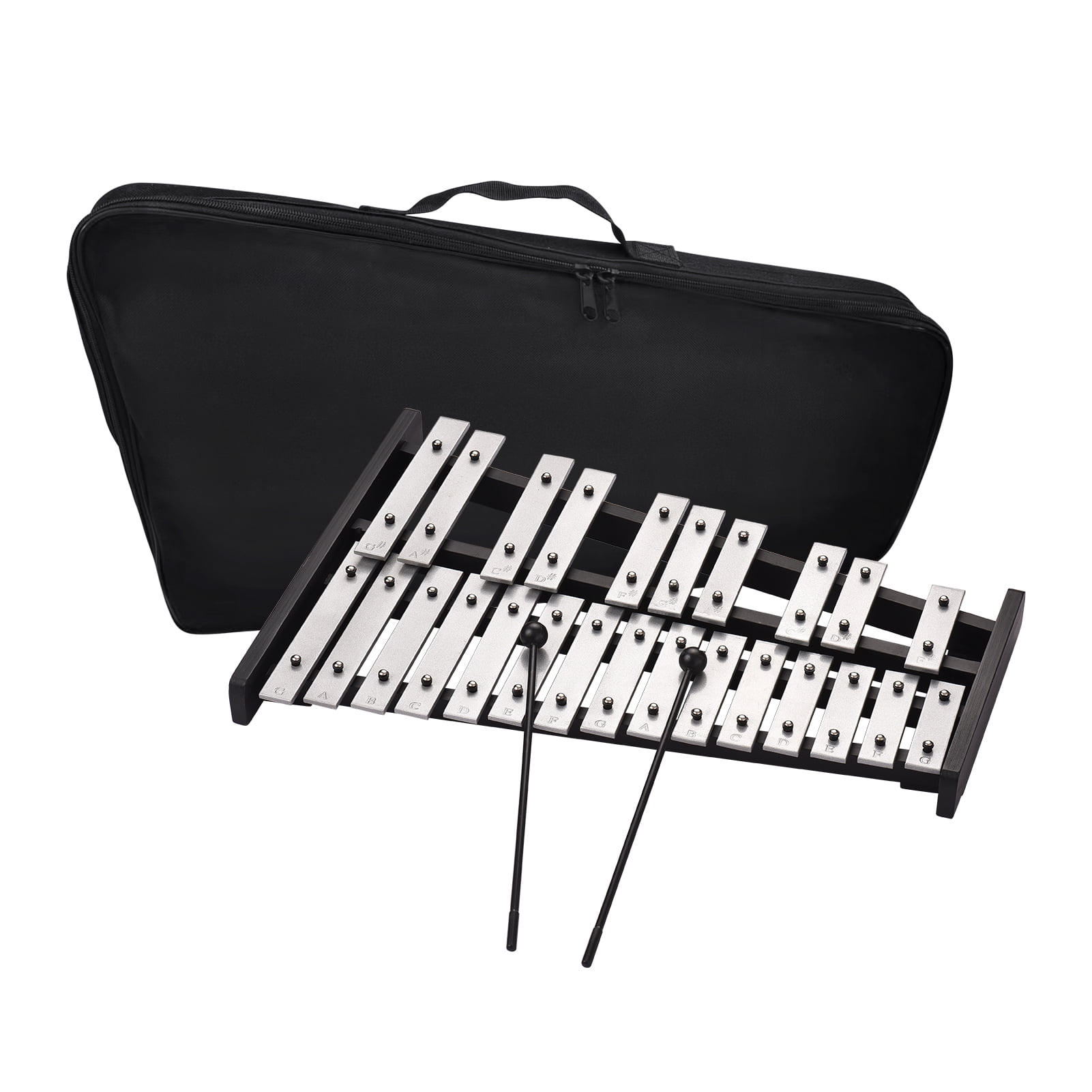 Dcenta 25 Note Glockenspiel Xylophone Wooden Base Aluminum Bars with 2 ...