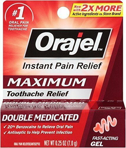 Orajel Maximum Strength Toothache Double Medicated Gel, 0.25 oz, 6 Pack ...