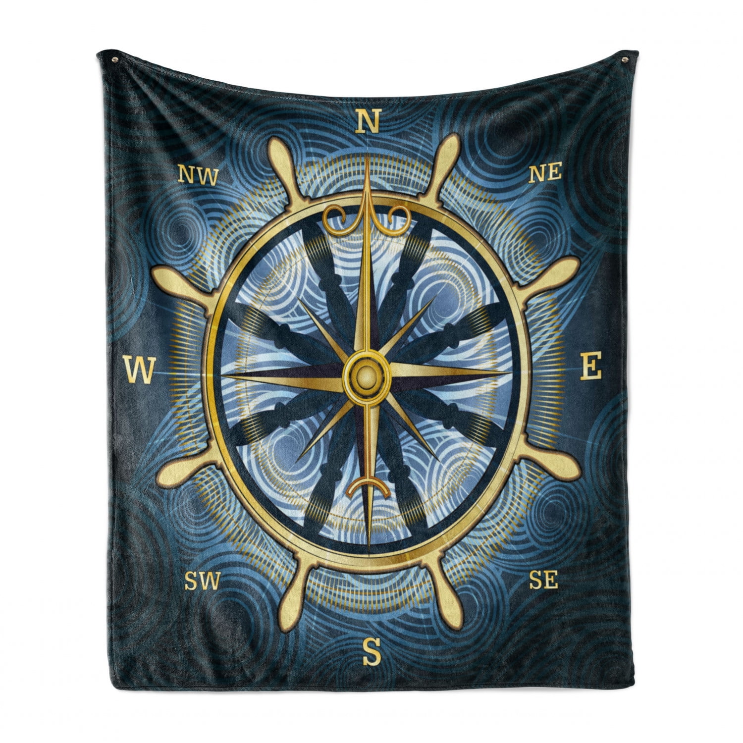 Compass Soft Flannel Fleece Blanket, Navigation Theme Compass with ...