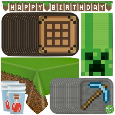 Multicolor Minecraft Birthday Party Tableware and Banner Kit for 16 ...