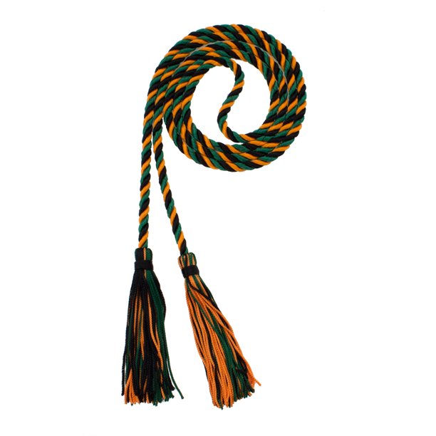 Graduation Honor Cord - BLACK / DKGREEN / ORANGE - Every School Color ...