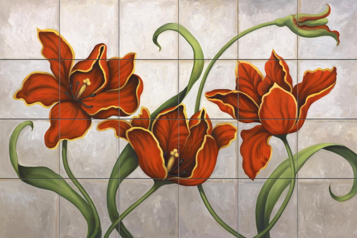 Tile Mural Kitchen Backsplash - Parrot Tulips-JZ - by John Zaccheo ...