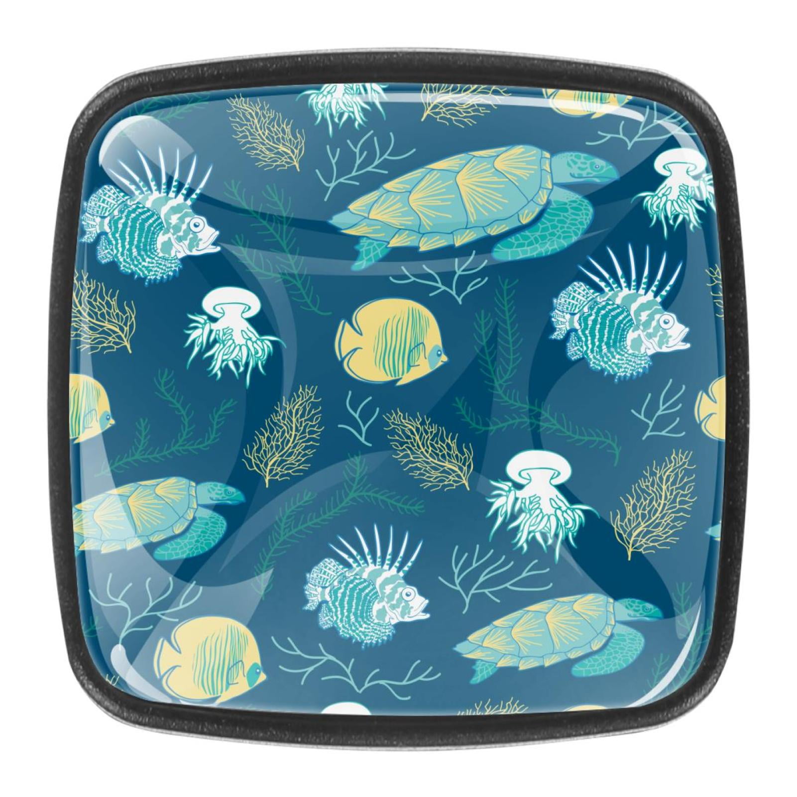 4 Pcs Square Cabinet Handle Cupboard Knob Drawer Pulls Handle Sea Beach ...